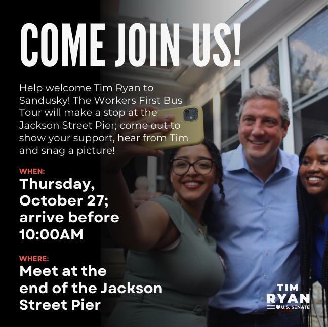 Tim Ryan: The Workers First Bus Tour – Thursday, 10.27.2022 | Erie ...